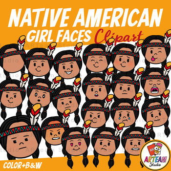 Native American Girl Faces Clipart | Thanksgiving [ARTeam Studio ...