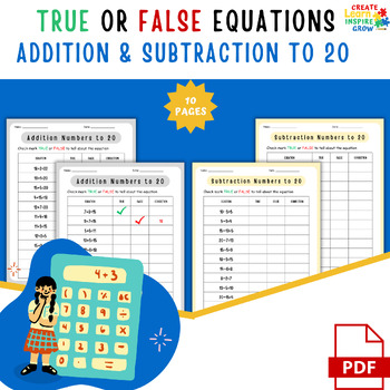 True or False Equations: 1st Grade Addition & Subtraction to 20 ...
