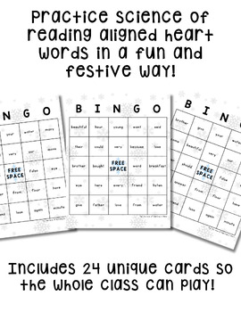 Science of Reading Aligned Heart Word Bingo - Winter Themed | TeachShare