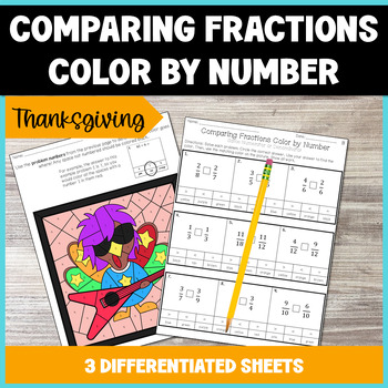 Comparing Fractions Thanksgiving Color by Number Coloring sheet ...