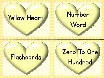 Yellow Heart Number Word Flashcards Zero To One Hundred | TeachShare