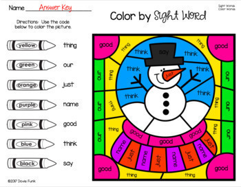 Winter Color By Sight Word Worksheets January Morning Work | TeachShare