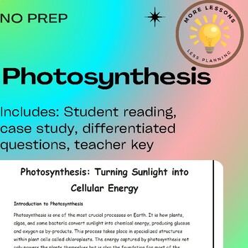Photosynthesis Cellular Energy Biology Guided Reading Comprehension ...