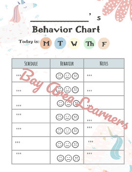 Daily + Weekly Behavior Charts | 6 Editable Designs | EDITABLE ...