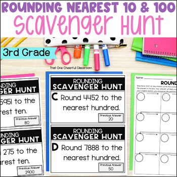 Rounding to the Nearest 10 & 100 Scavenger Hunt Activity for 3rd Grade ...