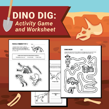 Dino Dig: Paleontology Dinosaur Bone Fossil Dig Game Activity Printable ...