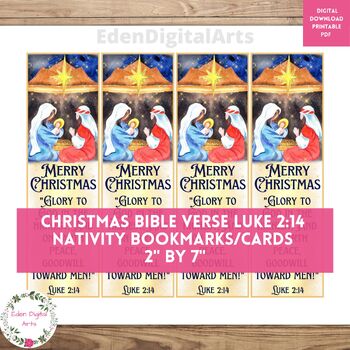Christmas Nativity Bible Verse Bookmarks Scripture Cards Gift Tags ...