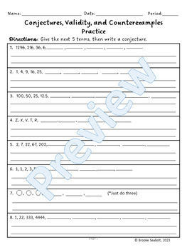Conjectures, Validity, and Counterexamples Lesson w/notes & homework ...