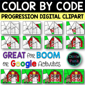 Barn Color by Code Progression Digital Clip Art Farm | TeachShare