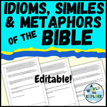 Christian Bible Idioms, Similes and Metaphors EDITABLE Figurative ...