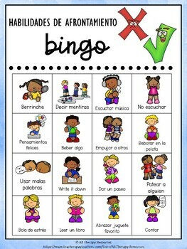HELPFUL & UNHELPFUL COPING SKILLS Bingo - Counseling Activity - SPANISH ...