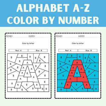 Uppercase Alphabet A-Z, Color by Number Activity Pages PreK and ...