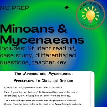 Minoans & Mycenaeans Ancient Greece Guided Reading Comprehension ...