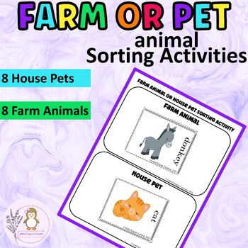 Farm Animal or House Pet Sorting Activity Cards and Category Cards ...