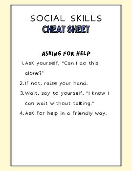 Social Skills Cheat Sheets/Steps- Color | TeachShare