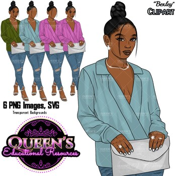 Adult Clipart, African American Woman Clipart, Jeans Girl Clipart ...