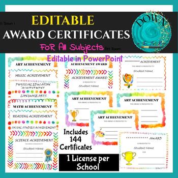 Award Certificates Editable | All Subjects End of Year Awards | TeachShare