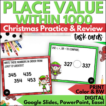 Christmas Math Place Value within 1000 Task Cards Activities for ...