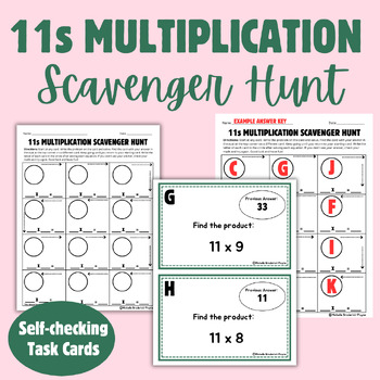 3rd Grade Multiplication Task Cards and Math Game, 11s Multiplication ...