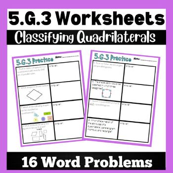 5.G.3 Classifying Quadrilaterals Word Problem Practice Worksheets ...