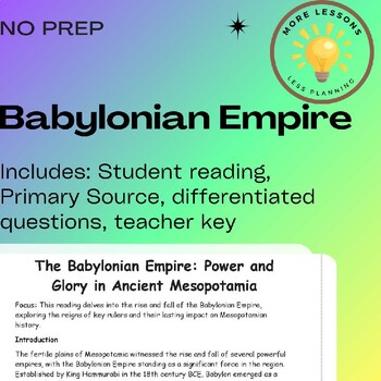 Babylonian Empire Power in Ancient Mesopotamia Reading Comprehension ...