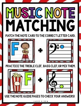 Music Notes Matching Flashcard Fun! December Activities, Popcorn Party ...