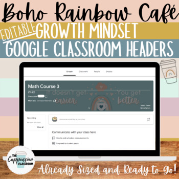 Boho Rainbow Café Growth Mindset Google Classroom Headers / Banners ...