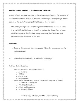 Alexander the Great Ancient Greece Guided Reading Comprehension ...