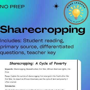 Sharecropping Reconstruction Era Reading Comprehension Primary Source ...