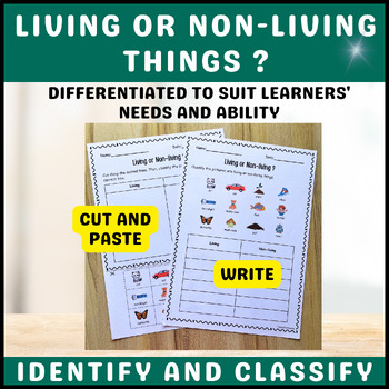 Living and Non-Living things: Identifying and Sorting Worksheets for ...