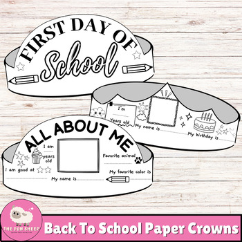 Back To School Paper Crowns | All About Me Headband Coloring Printable ...