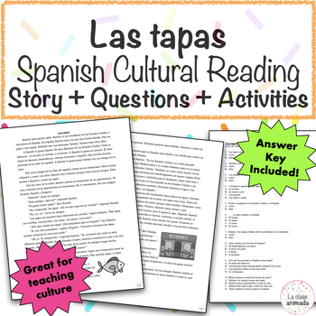 Tapas Spanish Food Cultural Reading Comprehension Passage | Questions ...