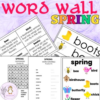 Spring Word Wall With Strips, Posters, Description Flashcards and Games ...
