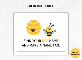 What's Your Bee Name, Bee Classroom Activity, Bee Themed Party, Bee Day ...