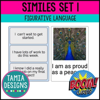 Understanding similes in English (Set 1) Boom Cards digital activity ...