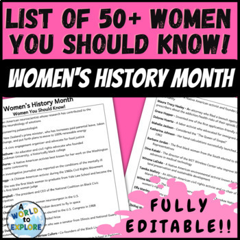 Women's History Month Resource - List of Lesser Known Women | TeachShare