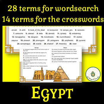 Ancient Egypt Vocabulary Crosswords and Word Search Activity Sheets ...