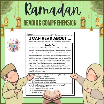 Ramadan Reading Comprehension Activity / Printable Worksheets/ Islamic ...
