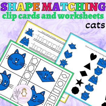 Farm Animal Shape Matching Clip Cards and Worksheets Cats Activity for ...