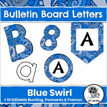 Blue Bulletin Board Letters & Editable Banners Bunting | Classroom ...