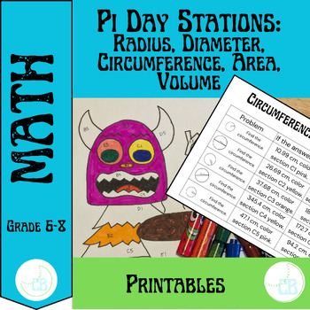 Pi Day Stations: Radius, Diameter, Circumference, Area, Volume | TeachShare