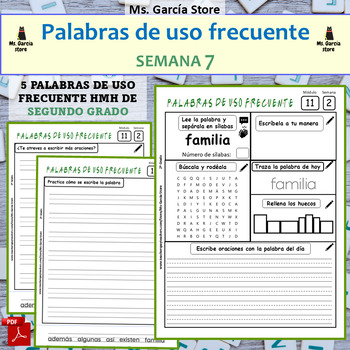Fichas de trabajo Palabras de uso frecuente HMH de 2º grado Modulo 3 ...