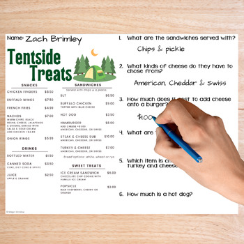 Reading Menus - Summer Edition - Unit 1 - Functional Reading - Life ...