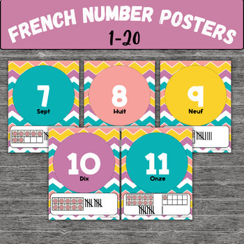 French Numbers Posters 1-20 Affichages affiches des nombres 1 à 20 ...