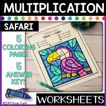 Multiplication Coloring Worksheets Math Solve and Color Safari | TeachShare