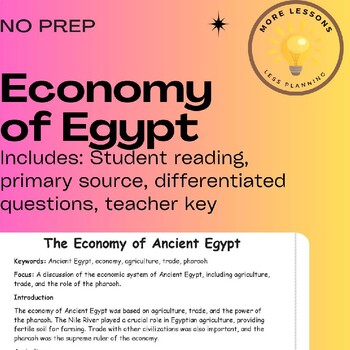 Economy of Ancient Egypt Guided Reading Comprehension Worksheet ...