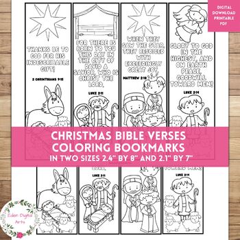 Christmas Bible Verse Nativity Coloring Bookmarks Craft Activity Gifts ...