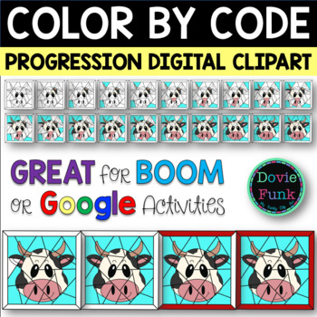COW Color by Code Progression Digital Clip Art FARM ANIMALS | TeachShare