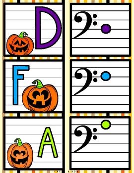 Halloween Pumpkins Music Notes Matching Flashcards for Halloween ...