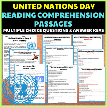 United Nations Day Reading Comprehension Passages with Multiple Choice ...